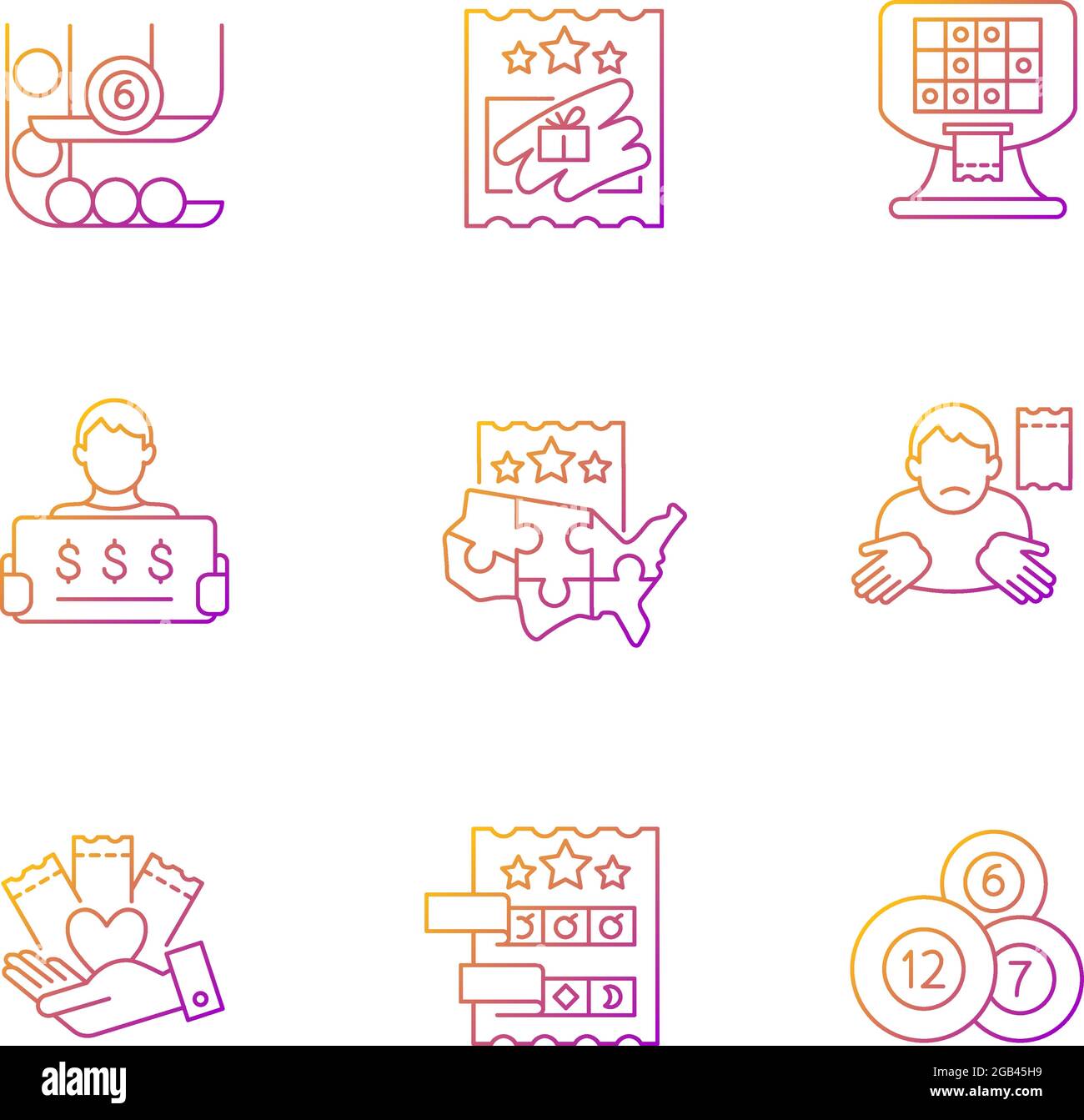 Lottery games types gradient linear vector icons set Stock Vector Image ...