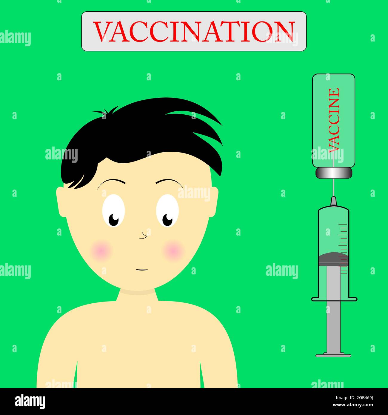 Vaccination. Cartoon guy on vaccination. Vector illustration Stock ...