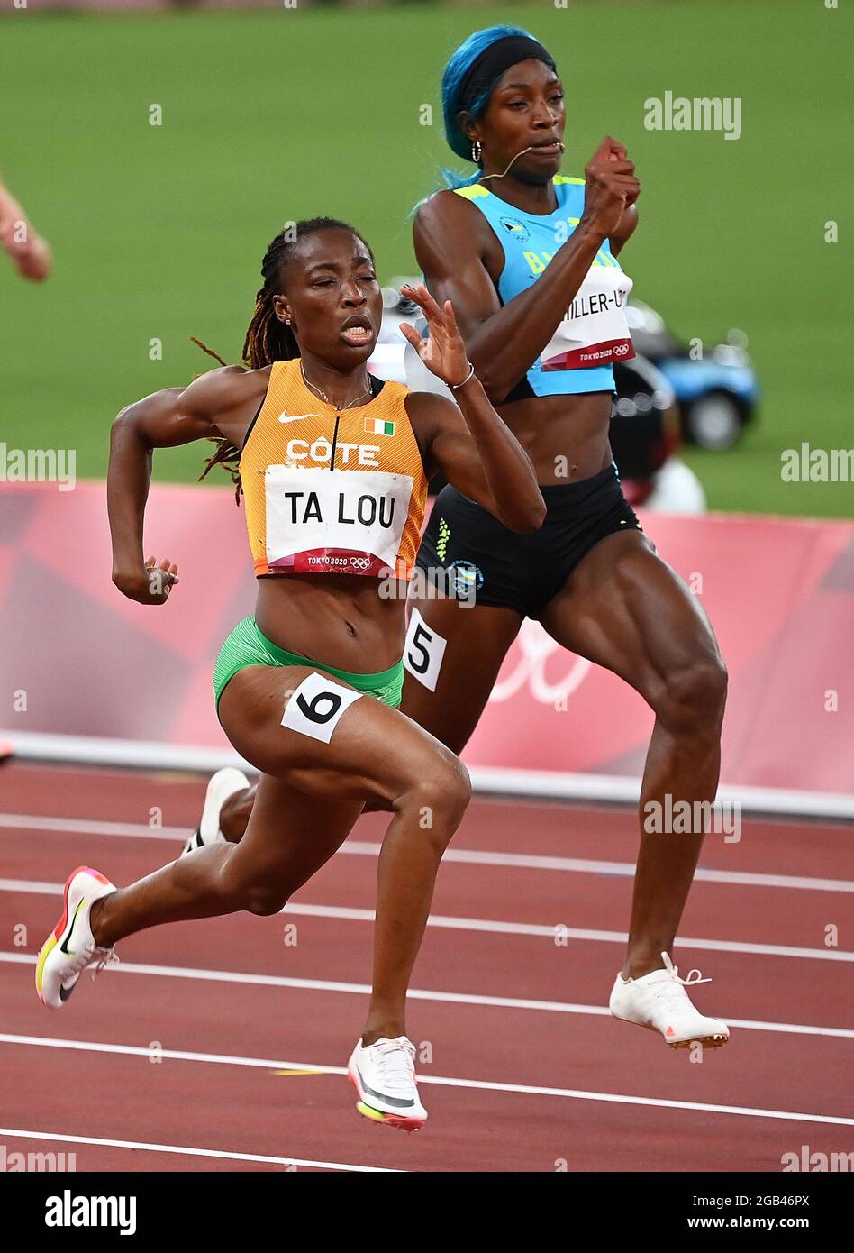 Tokyo, Japan. 2nd Aug, 2021. Marie-Josee Ta Lou of Cote d'lvoire (L ...