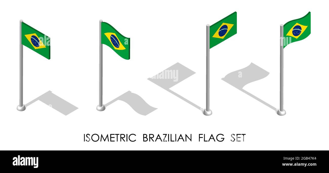 isometric flag of Republic of Brazil in static position and in motion ...