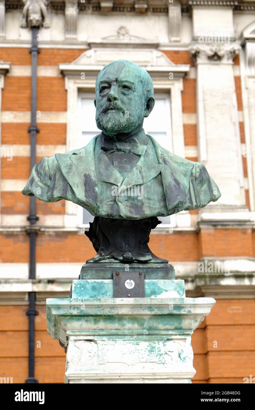 A bust of Sir Henry Tate in Brixton. Tate ran a succesful sugar ...