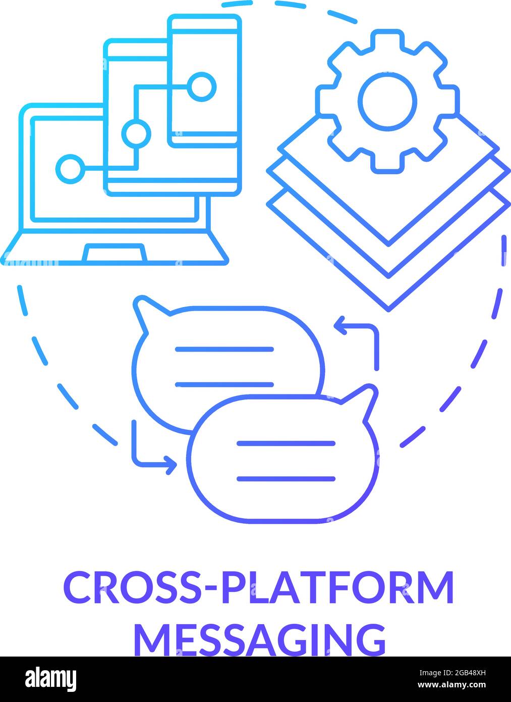 Cross platform messaging blue gradient concept icon Stock Vector Image ...