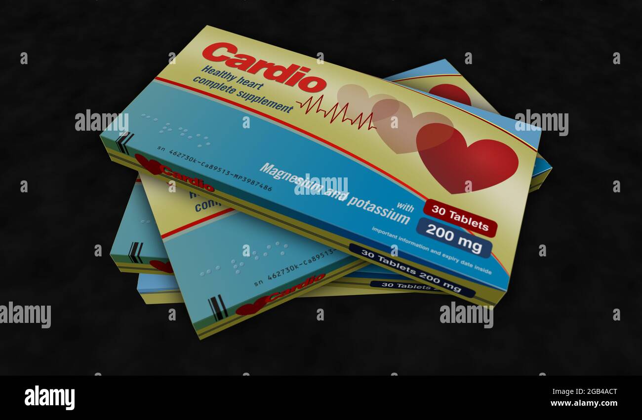 Cardio medicine tablets box production line. Heart health pills pack ...