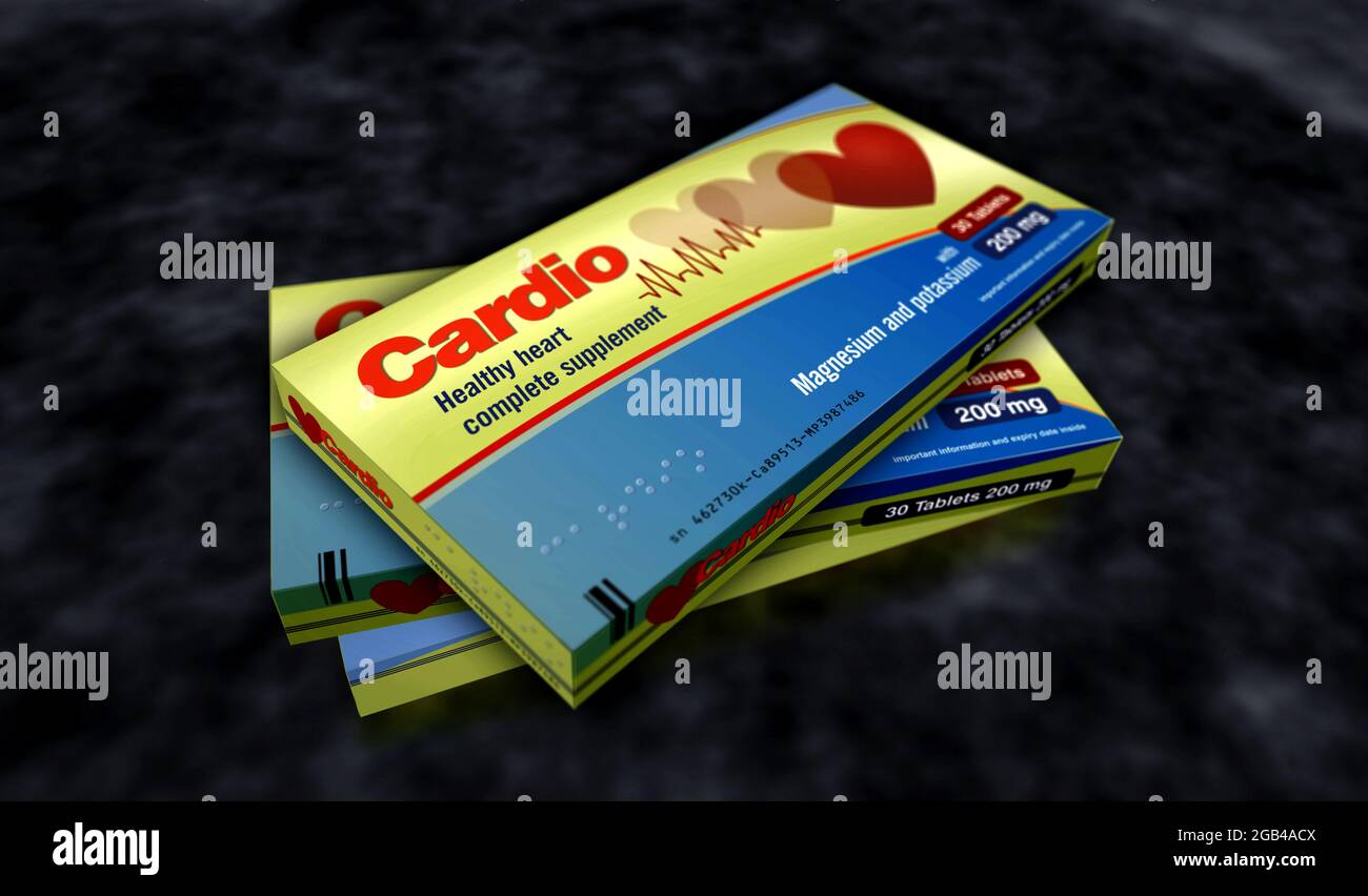 Cardio medicine tablets box production line. Heart health pills pack ...