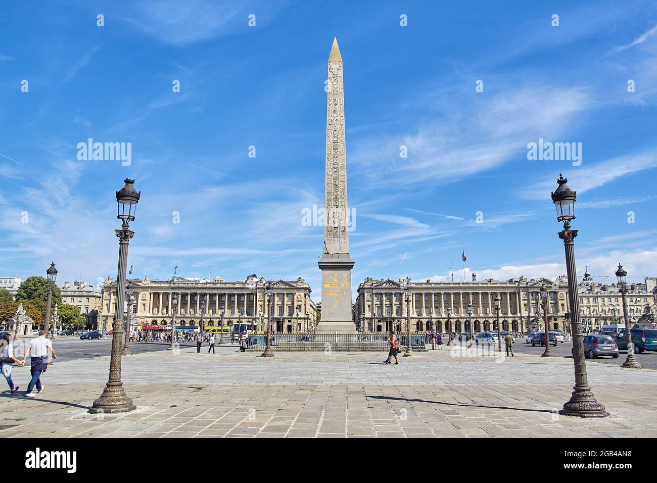 Obelisk monument with blue sky at Place de la Concorde in Paris, France ...