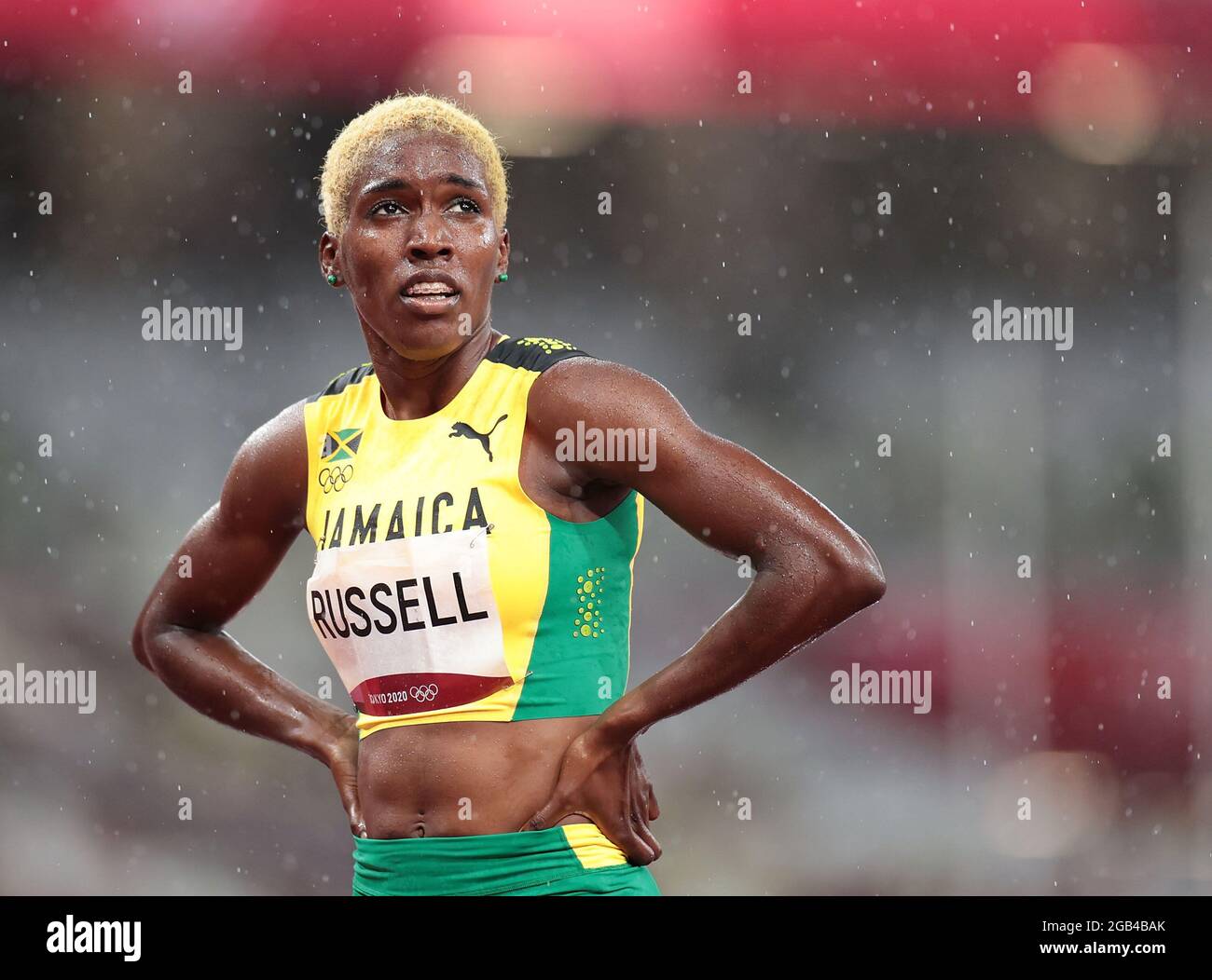 (210802) -- TOKYO, Aug. 2, 2021 (Xinhua) -- Janieve Russell of Jamaica ...