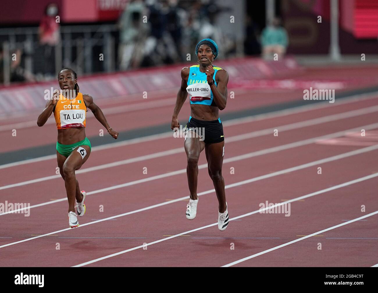 August 2, 2021: Shaunae Miller-Uibo from Bahamas during 200 meter for ...