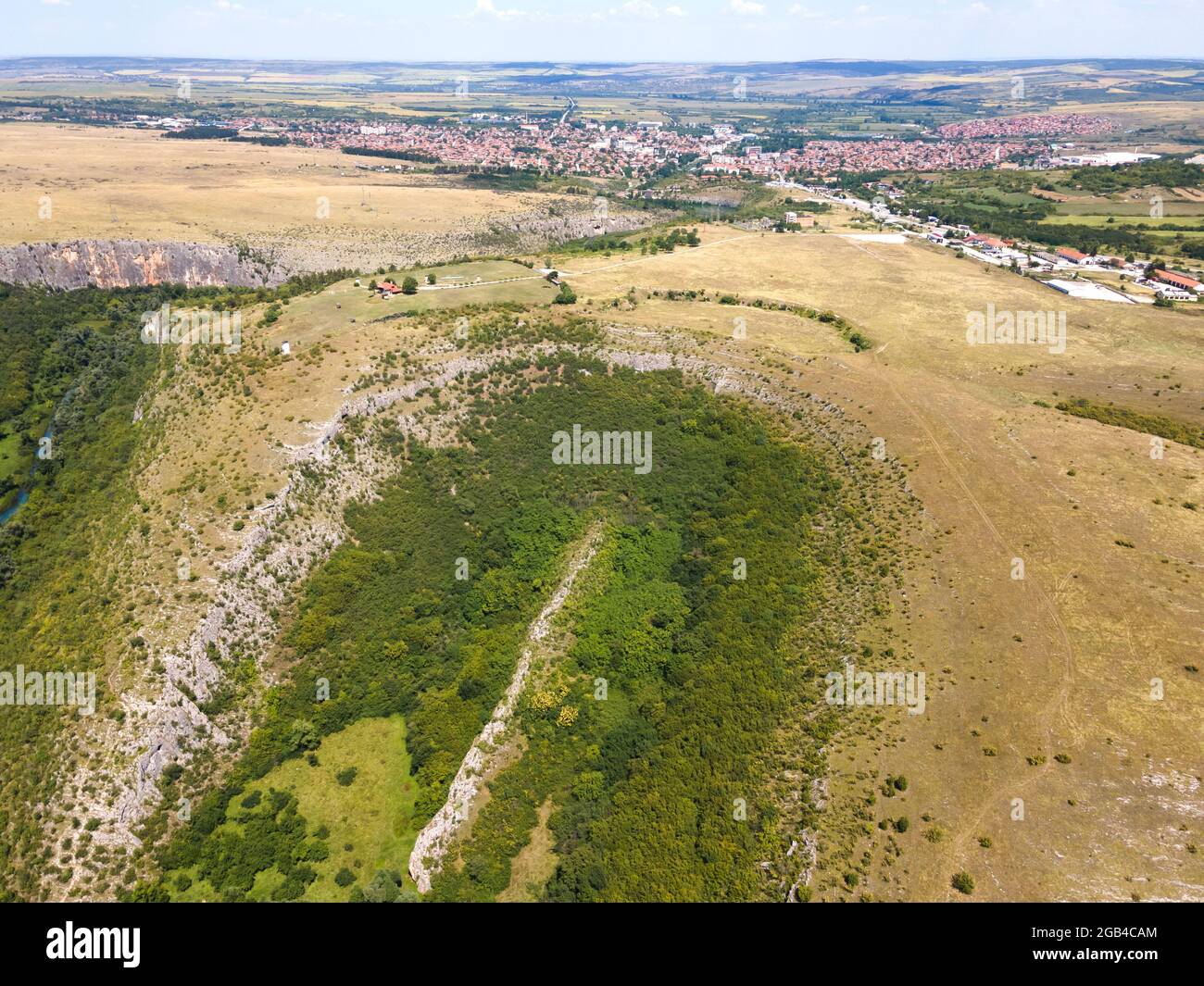 Aerial view of Iskar Panega Geopark along the Gold Panega River, Lovech ...