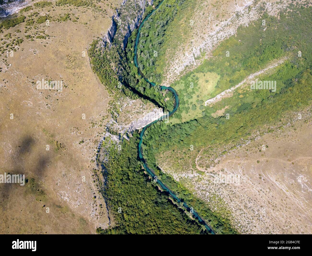 Aerial view of Iskar Panega Geopark along the Gold Panega River, Lovech ...