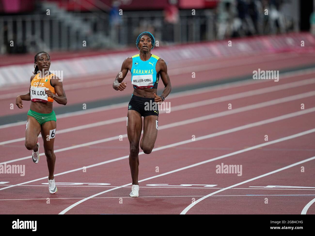 August 2, 2021: Shaunae Miller-Uibo from Bahamas during 200 meter for ...