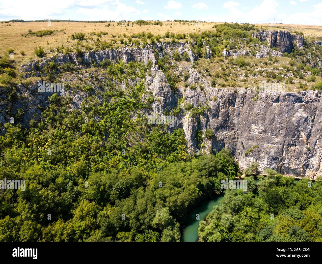 Aerial view of Iskar Panega Geopark along the Gold Panega River, Lovech ...