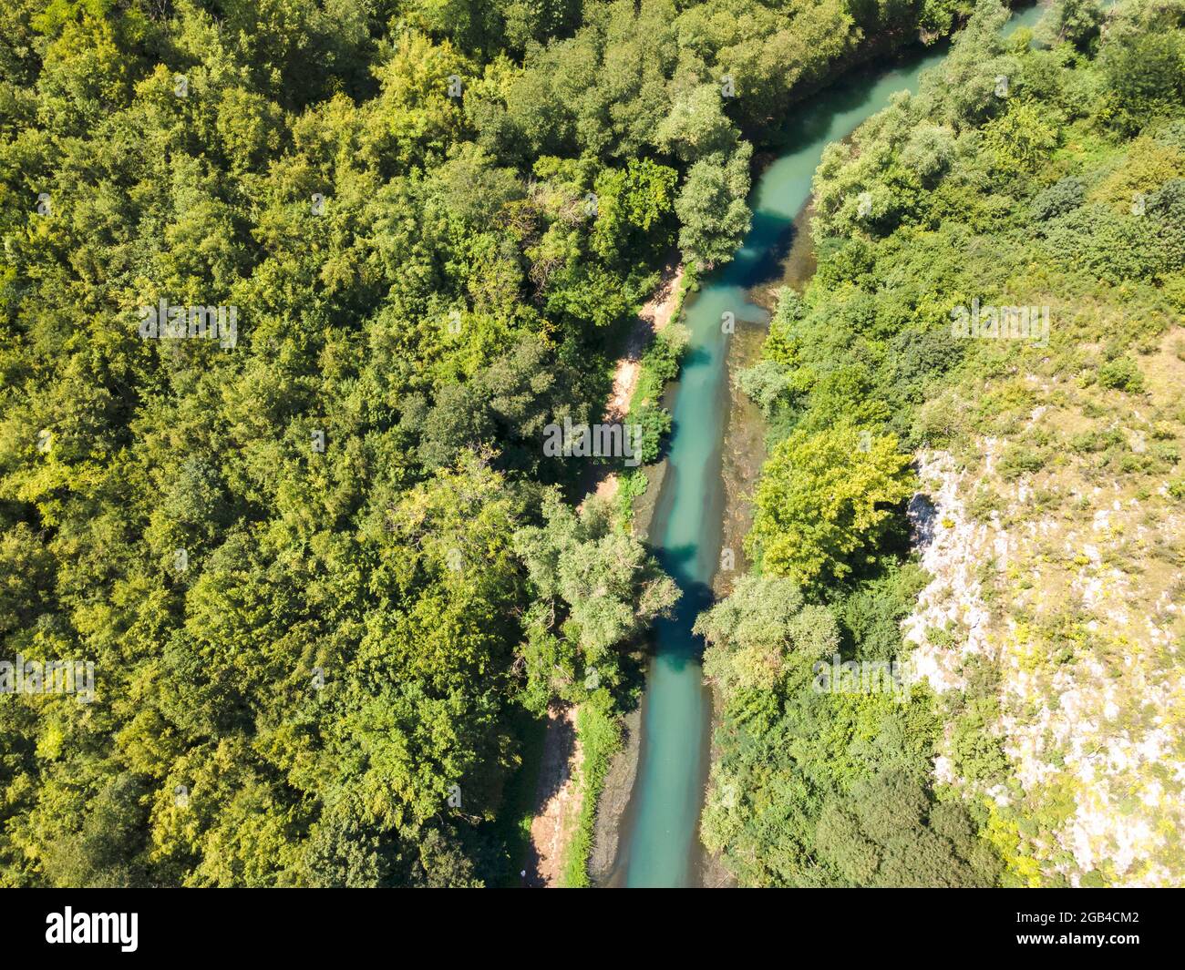 Aerial view of Iskar Panega Geopark along the Gold Panega River, Lovech ...