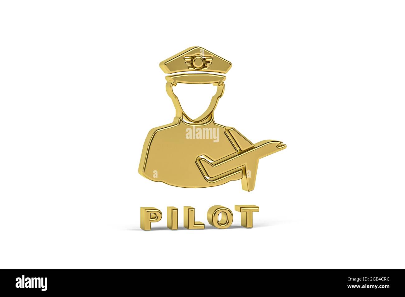Golden 3d pilot icon isolated on white background - 3d render Stock ...