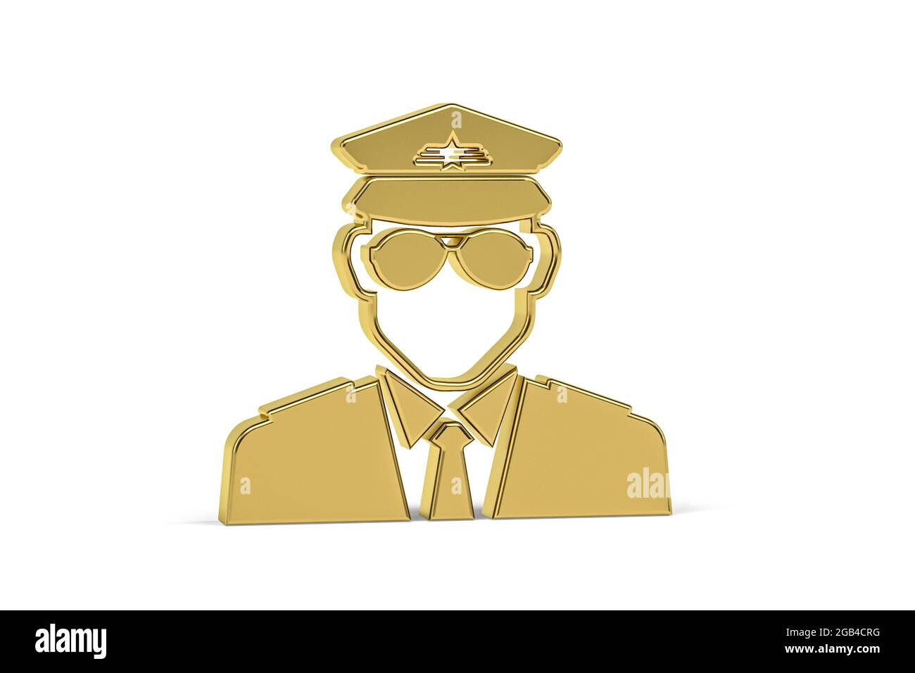 Golden 3d pilot icon isolated on white background - 3d render Stock ...
