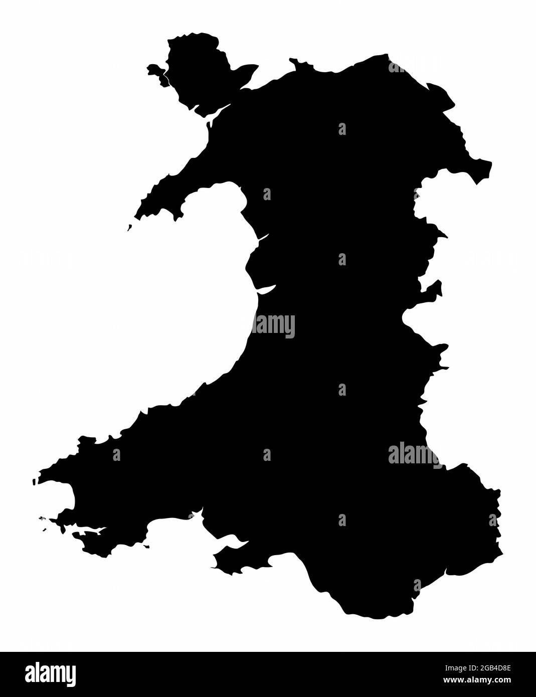 Wales dark silhouette map isolated on white background Stock Vector ...
