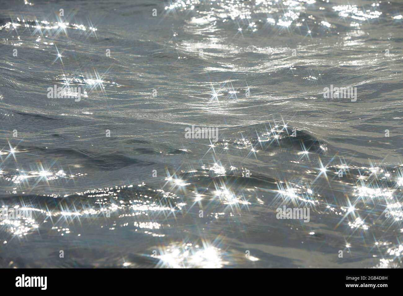 Detail of a sunlight reflecting in glittering sea. sparkler in water ...