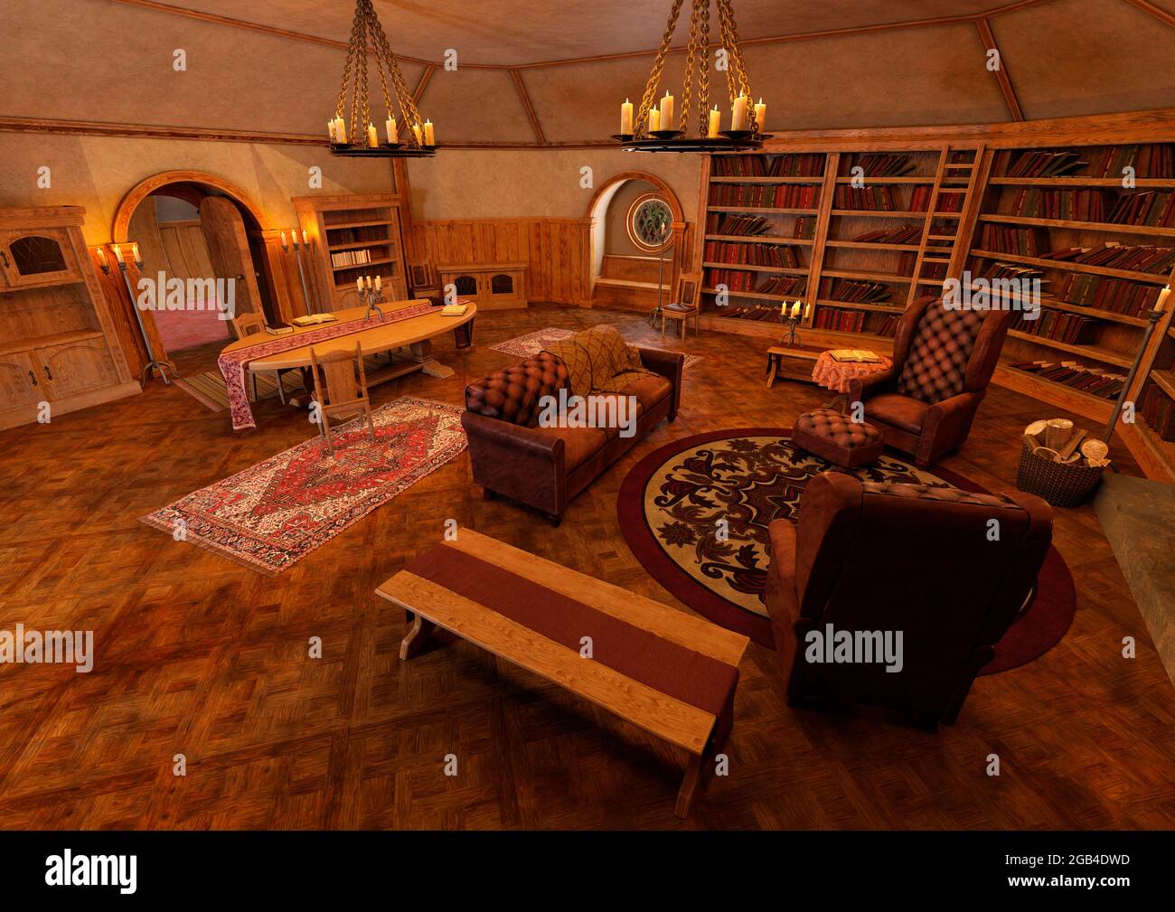 3D rendering of an old library interior Stock Photo - Alamy