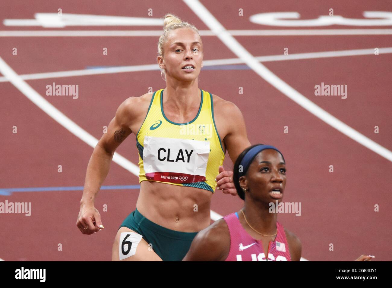 Liz Clay (AUS) competes on women's 100m hurdles semi-final, during the ...
