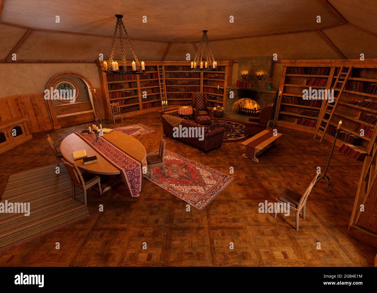 3D rendering of an old library interior Stock Photo - Alamy