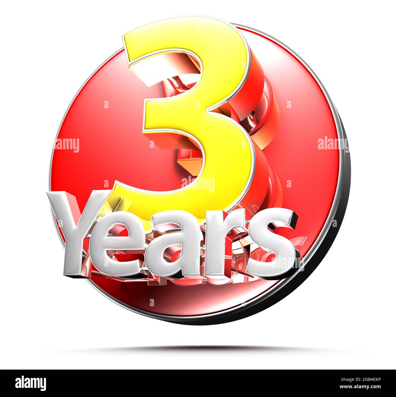 Sign 3 years isolated on white background 3D illustration with clipping ...