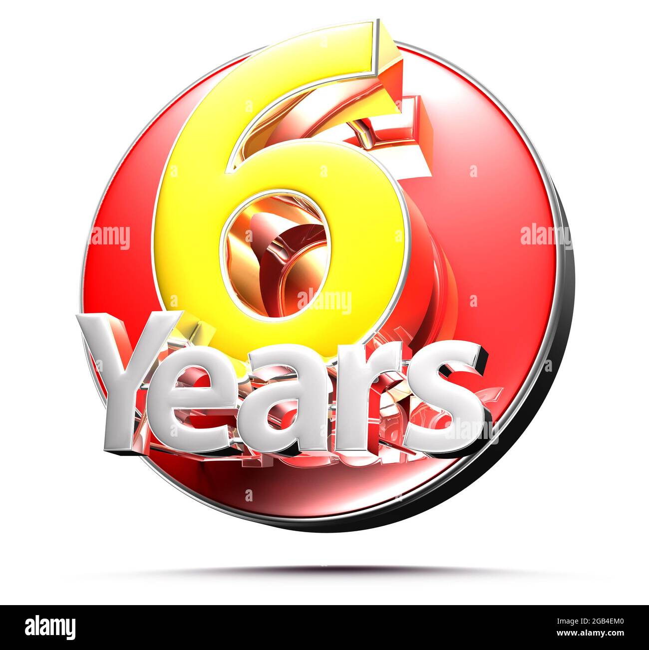 Sign 6 years isolated on white background 3D illustration with clipping ...