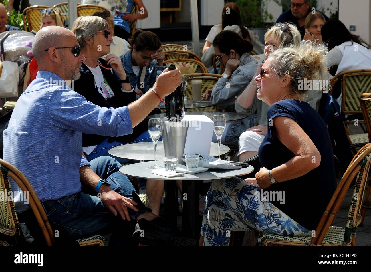 Copenhagen, Denmark., 02 Auguest 2021, Out door food and drinks service ...