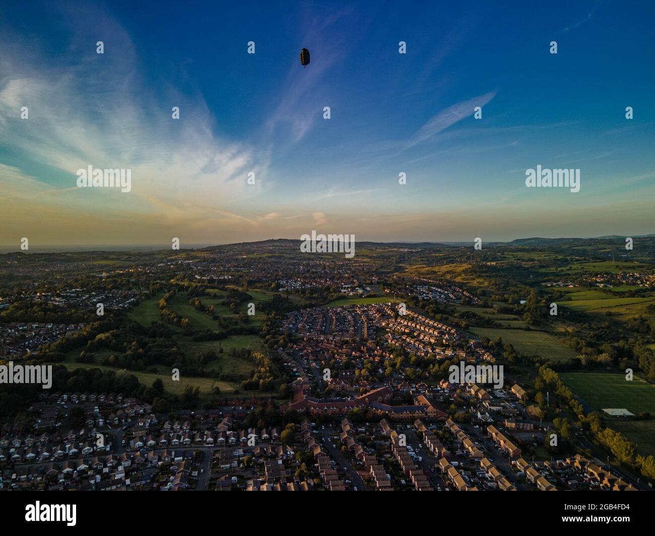 Aerial View of Hot Air Balloon Over Stoke on Trent Staffordshire ...