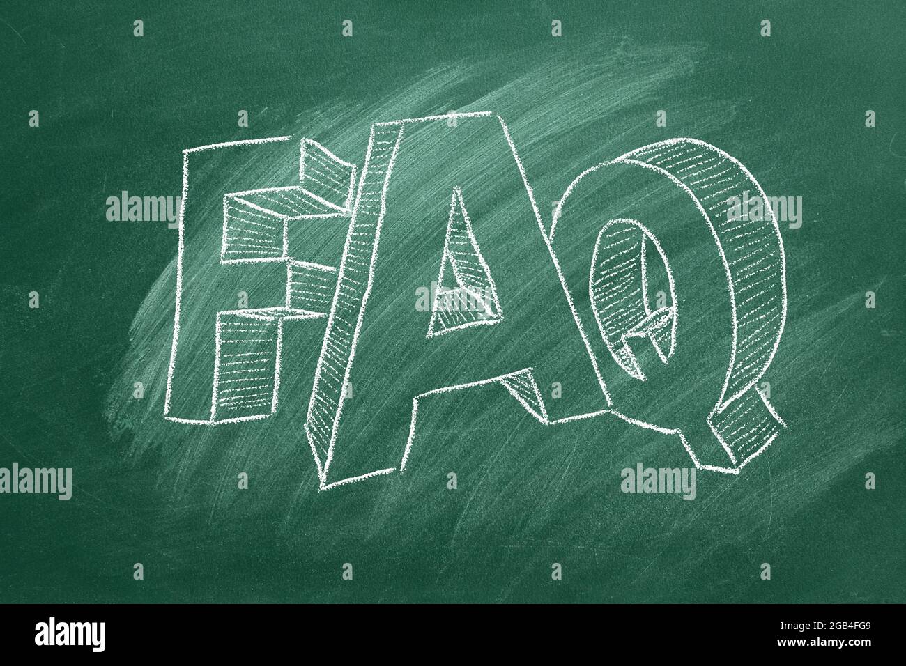 Frequently Asked Questions. Hand drawn text FAQ on blackboard Stock ...