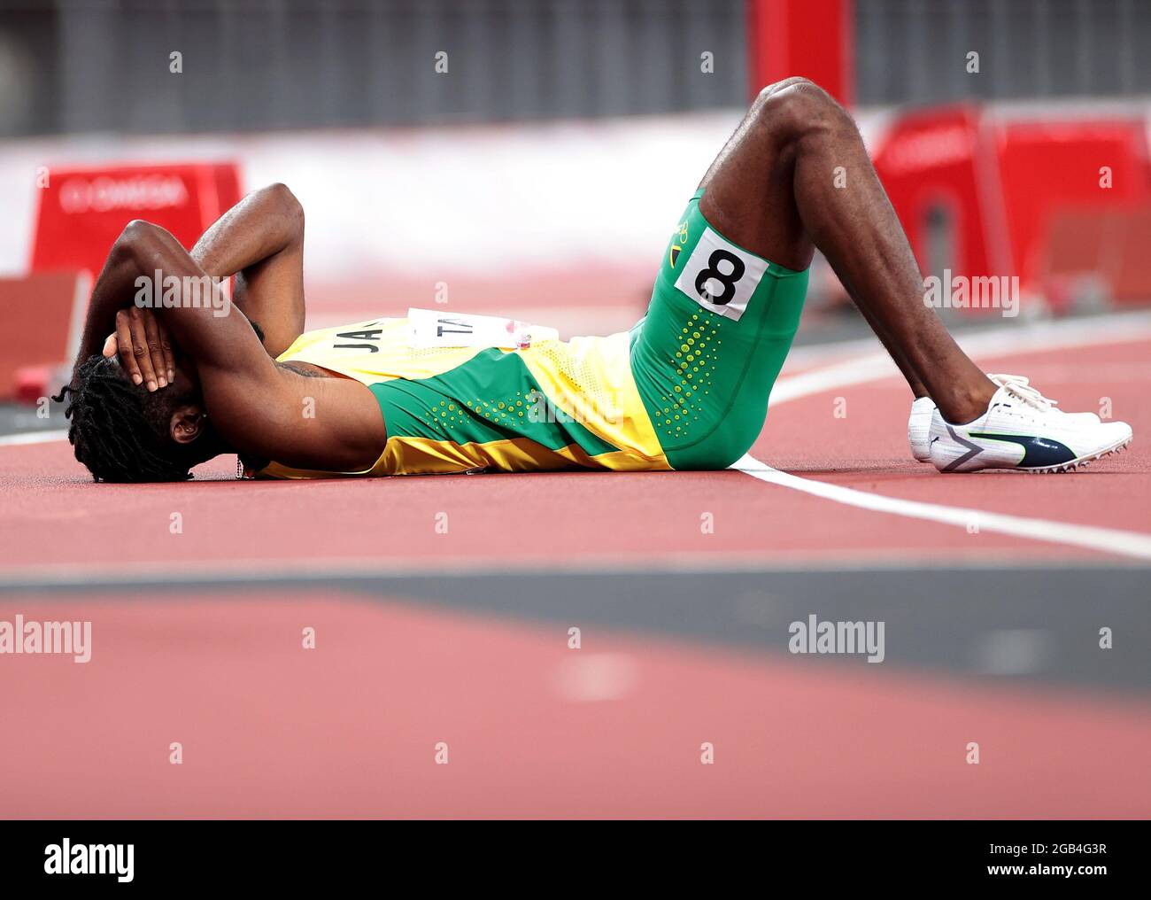 Tokyo, Japan. 2nd Aug, 2021. Christopher Taylor of Jamaica reacts ...