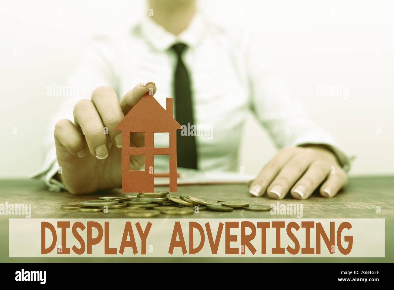 Hand writing sign Display Advertising. Internet Concept online ...