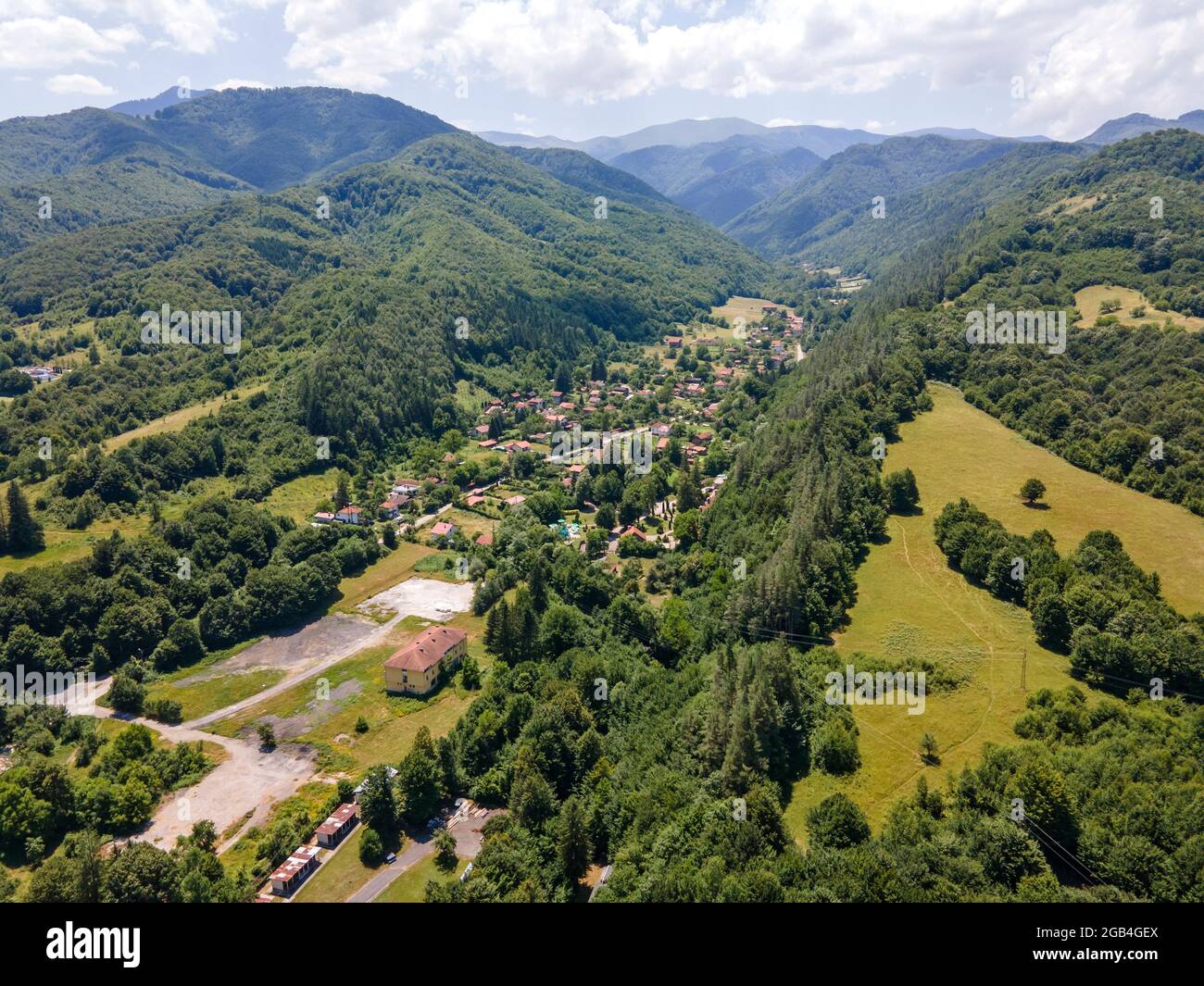 Aerial view of village of Ribaritsa at Balkan Mountains, Lovech region ...