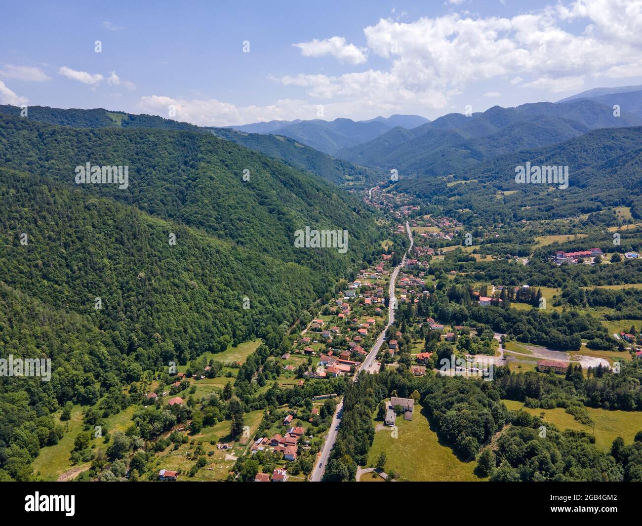 Aerial view of village of Ribaritsa at Balkan Mountains, Lovech region ...
