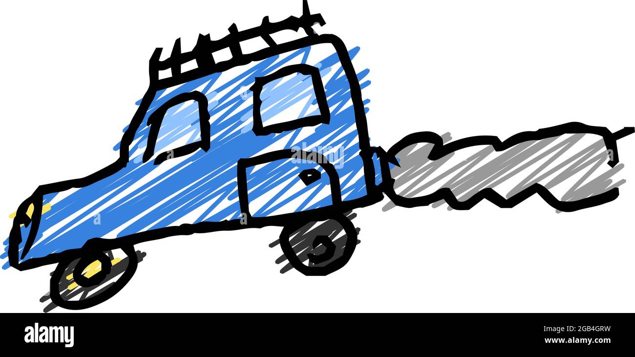 This is a illustration of Cute car scribble drawn by a child Stock ...