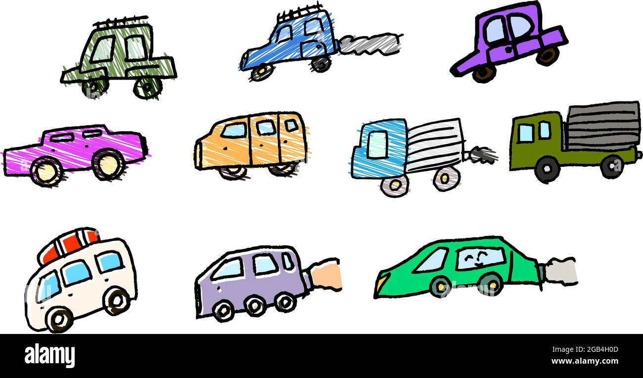 This is a illustration of Cute car scribble drawn by a child Stock ...