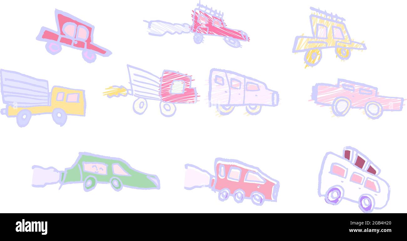 This is a illustration of Cute car scribble drawn by a child Stock ...