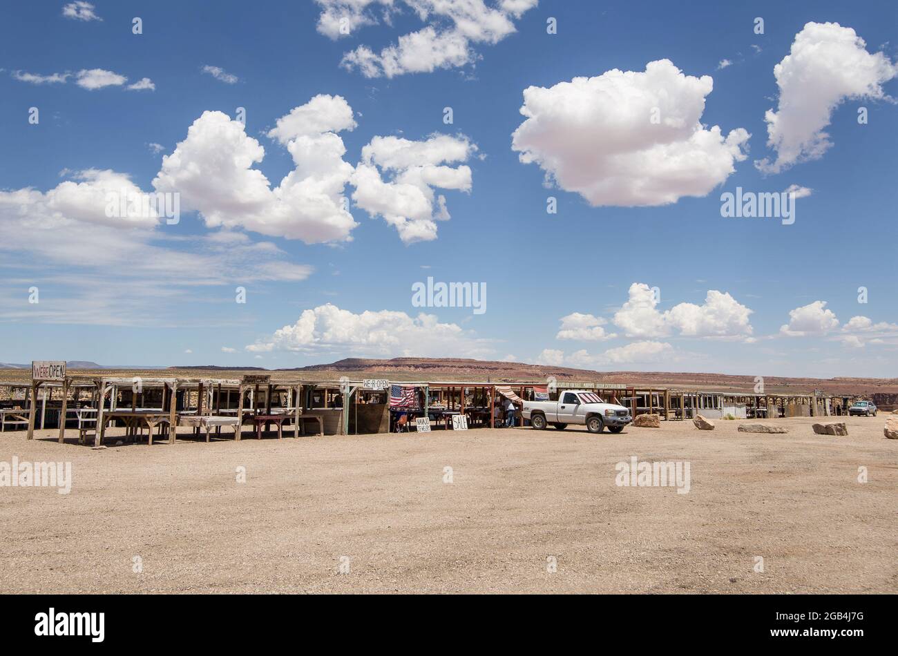 Typical open-air Navajo market where products and jewels of their own ...
