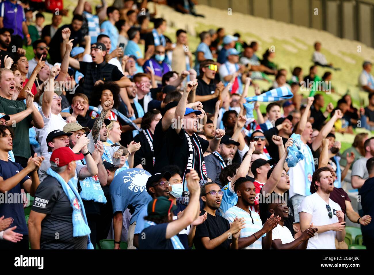 Melbourne, Australia, 1 April, 2021. : Melbourne City fans cheer during ...
