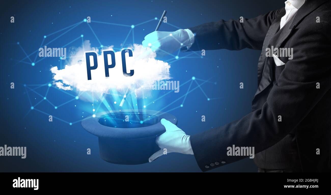 Magician or illusionist is showing magic trick Stock Photo - Alamy
