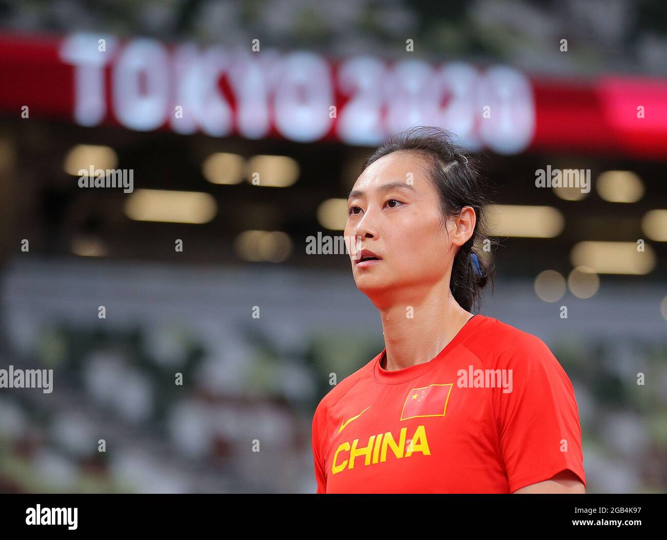 Tokyo, Japan. 2nd Aug, 2021. Li Ling of China warms up during the women ...