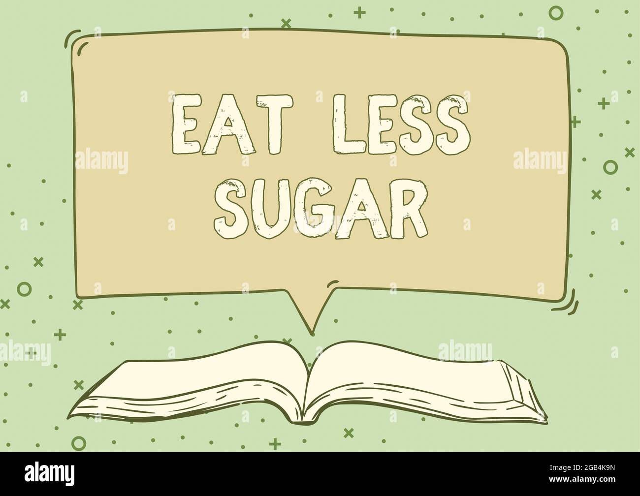 Hand writing sign Eat Less Sugar. Word Written on reducing sugar intake ...