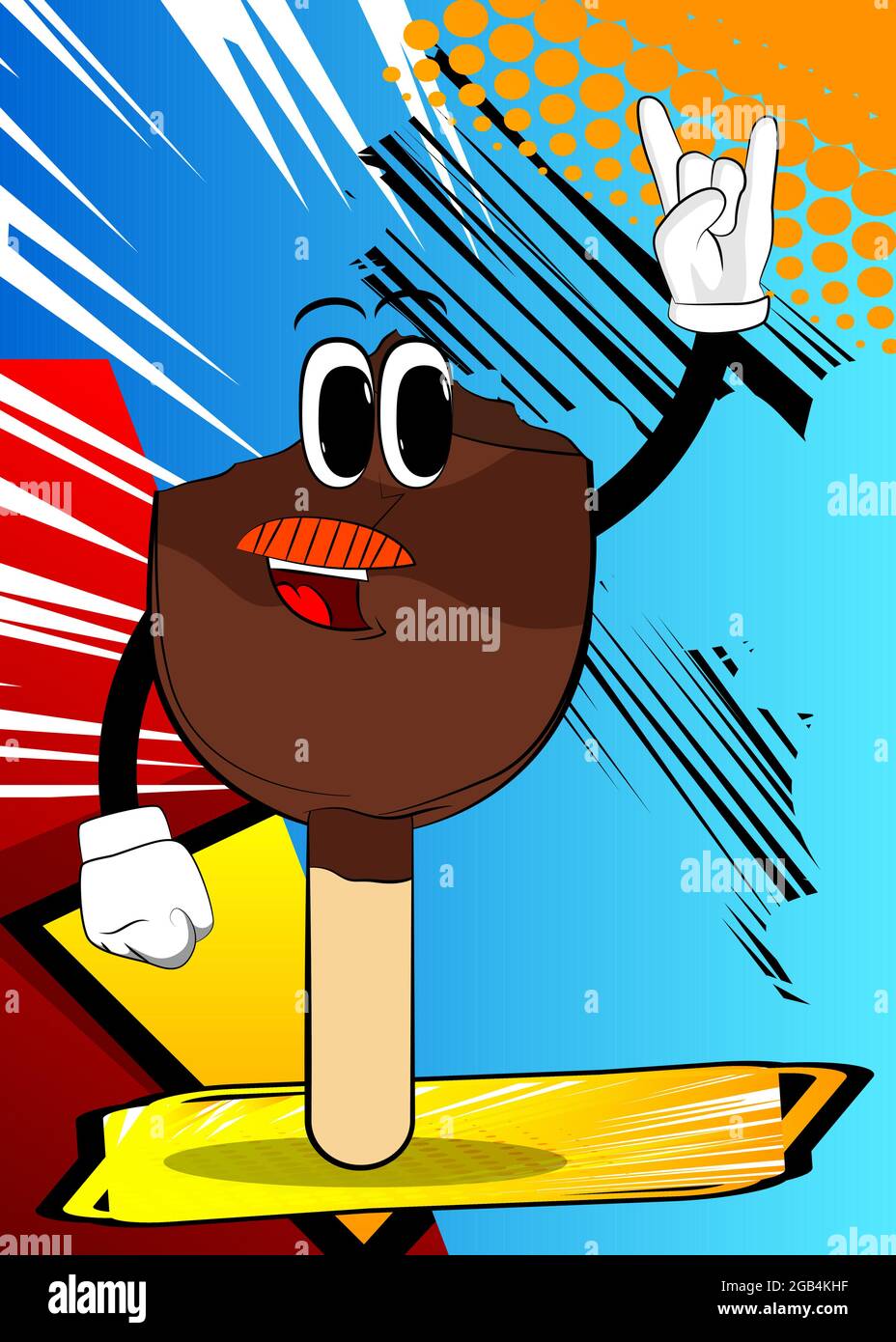 Ice Cream with hands in rocker pose. Summer refreshment, sweet food as ...