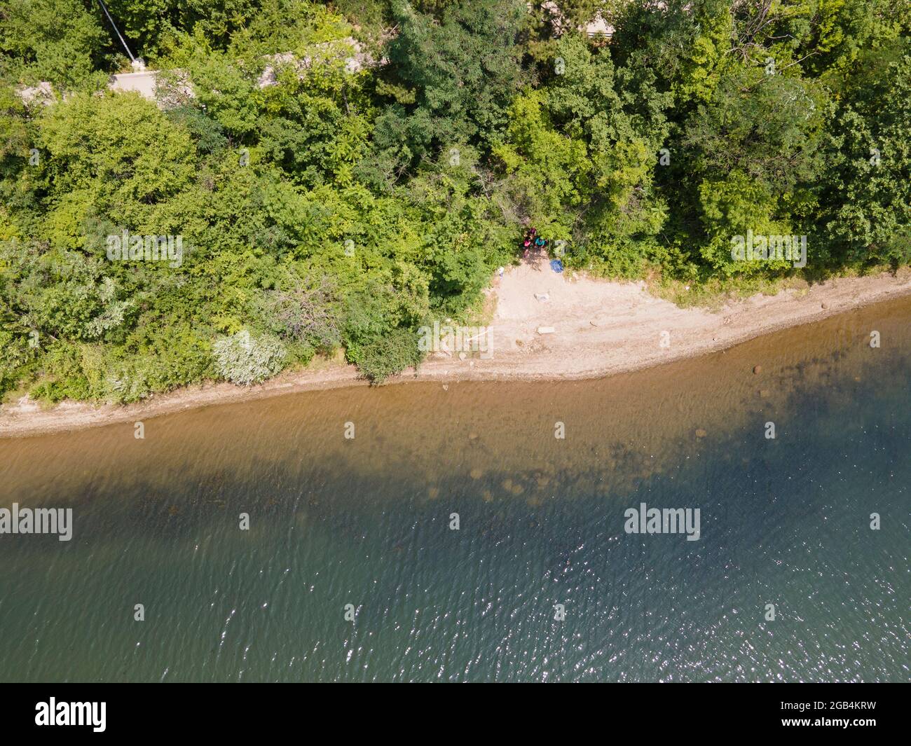 Aerial summer view of Pancharevo lake, Sofia city Region, Bulgaria ...