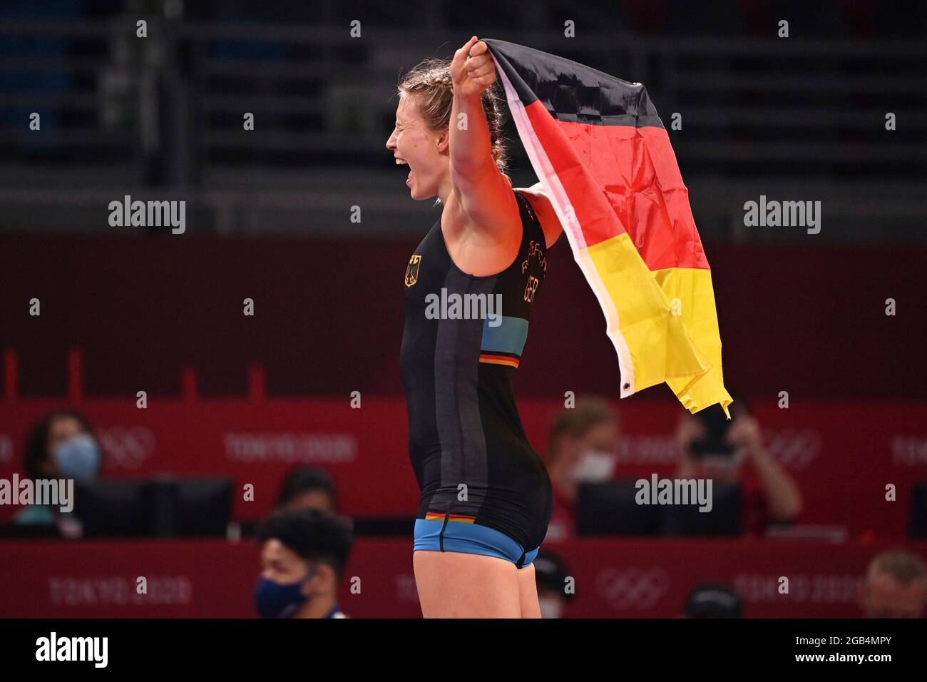 Aline Rotter Focken (GER) with Germany flag, flag, winner, winner ...