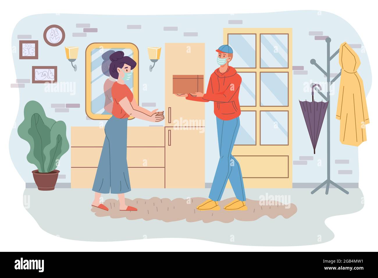 Flat cartoon characters,workflow of order delivery service during ...