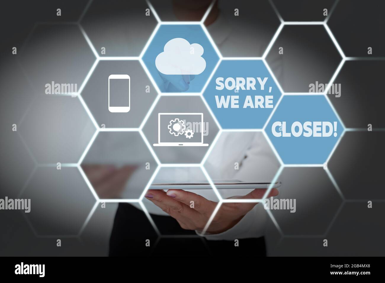 Text sign showing Sorry, We Are Closed. Business showcase apologize for ...