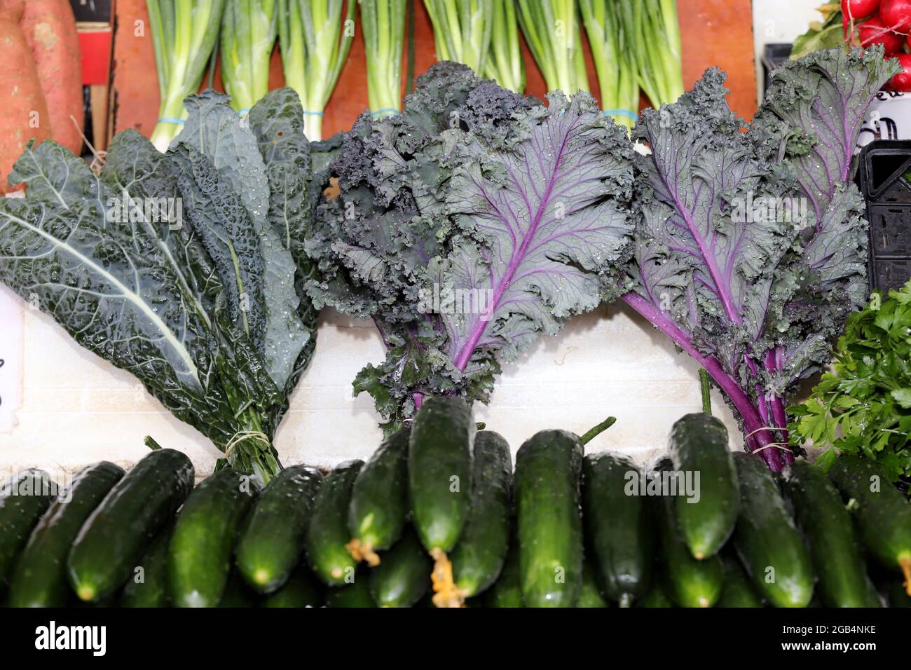 Kale, Swiss chard, beet greens, and collard greens as superfood leafy ...