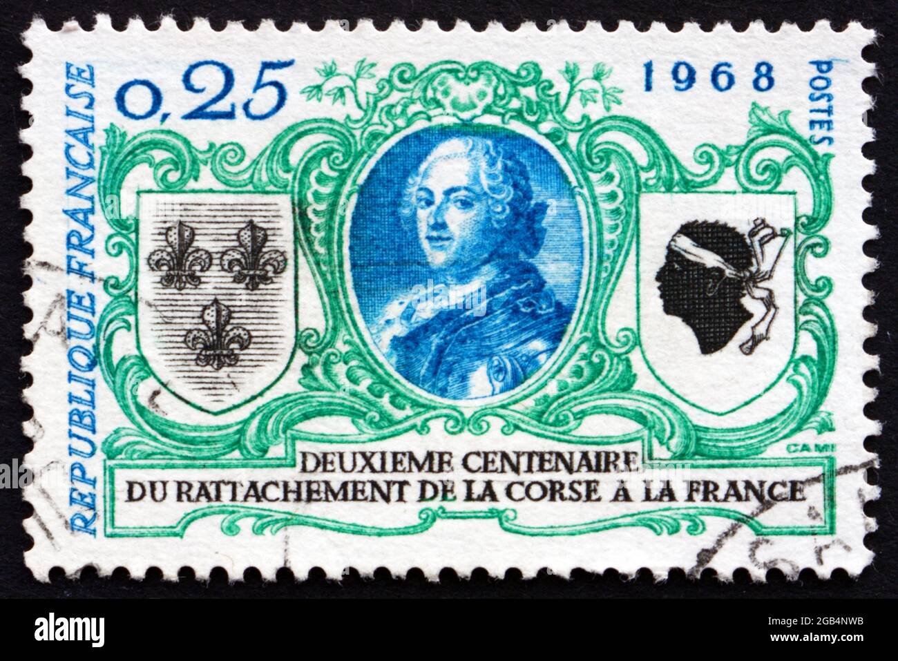FRANCE - CIRCA 1968: a stamp printed in the France shows Louis XV and ...