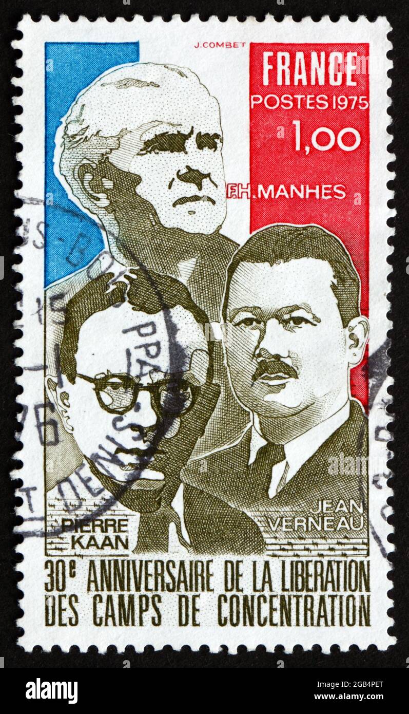 FRANCE - CIRCA 1975: a stamp printed in the France shows French Flag ...