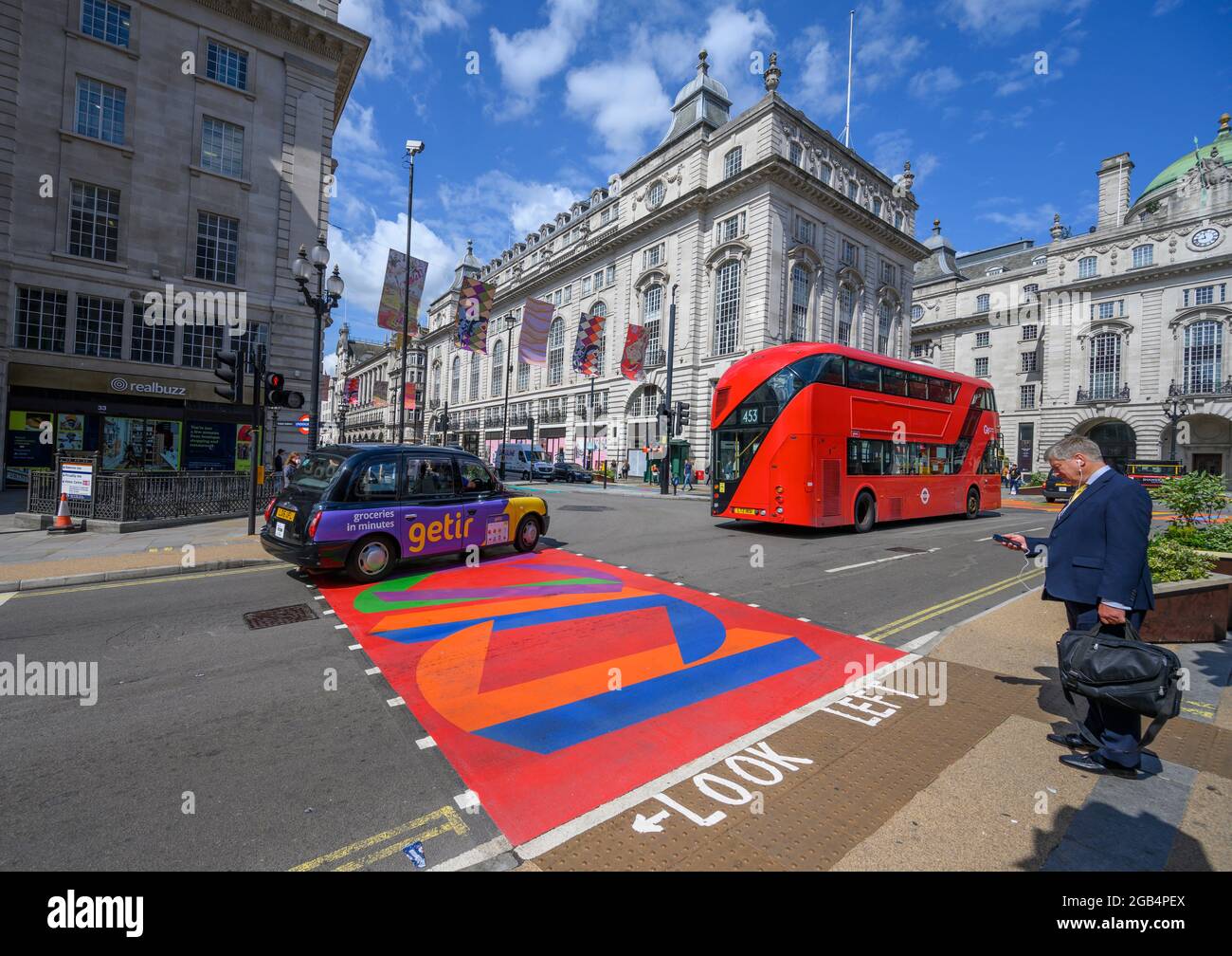 2 August 2021. London, UK. Colourful pedestrian crossings, part of The ...