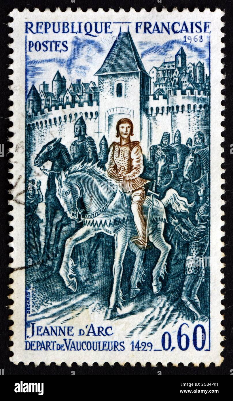 FRANCE - CIRCA 1974: a stamp printed in the France shows Joan of Arc ...